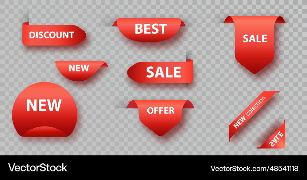 Price tags collection featuring isolated ribbon Vector Image