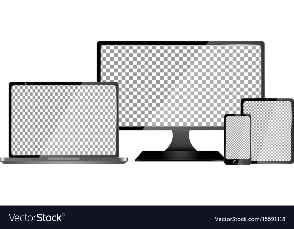 Realistic computer laptop tablet and mobile Vector Image