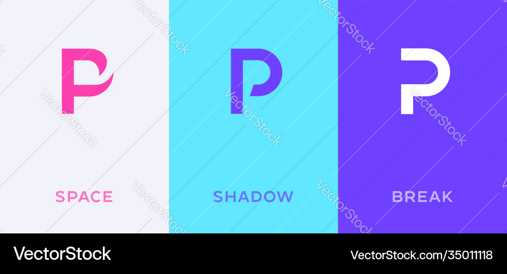 Set letter p minimal logo icon design template Vector Image