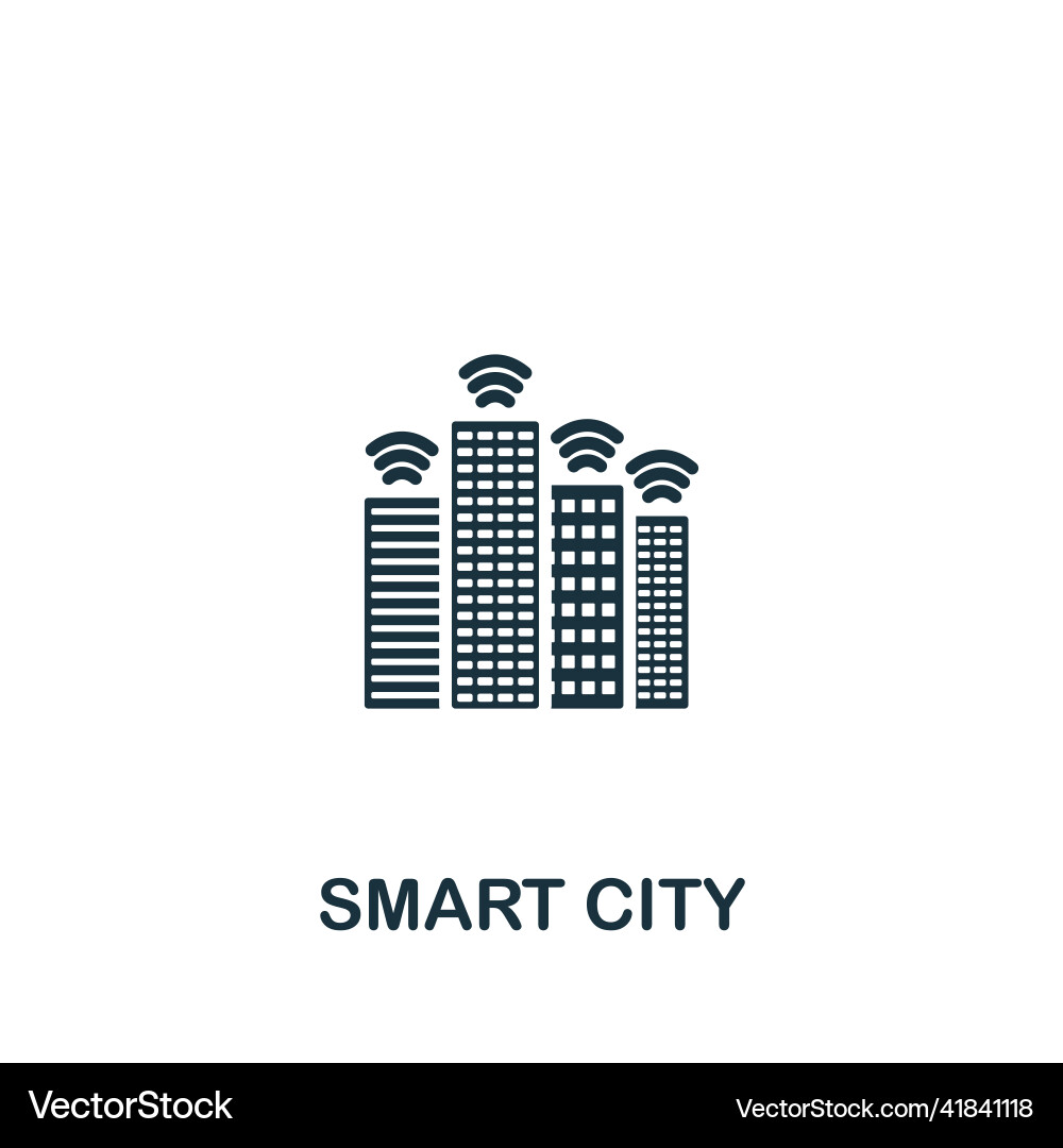 Smart city icon monochrome simple icon Royalty Free Vector