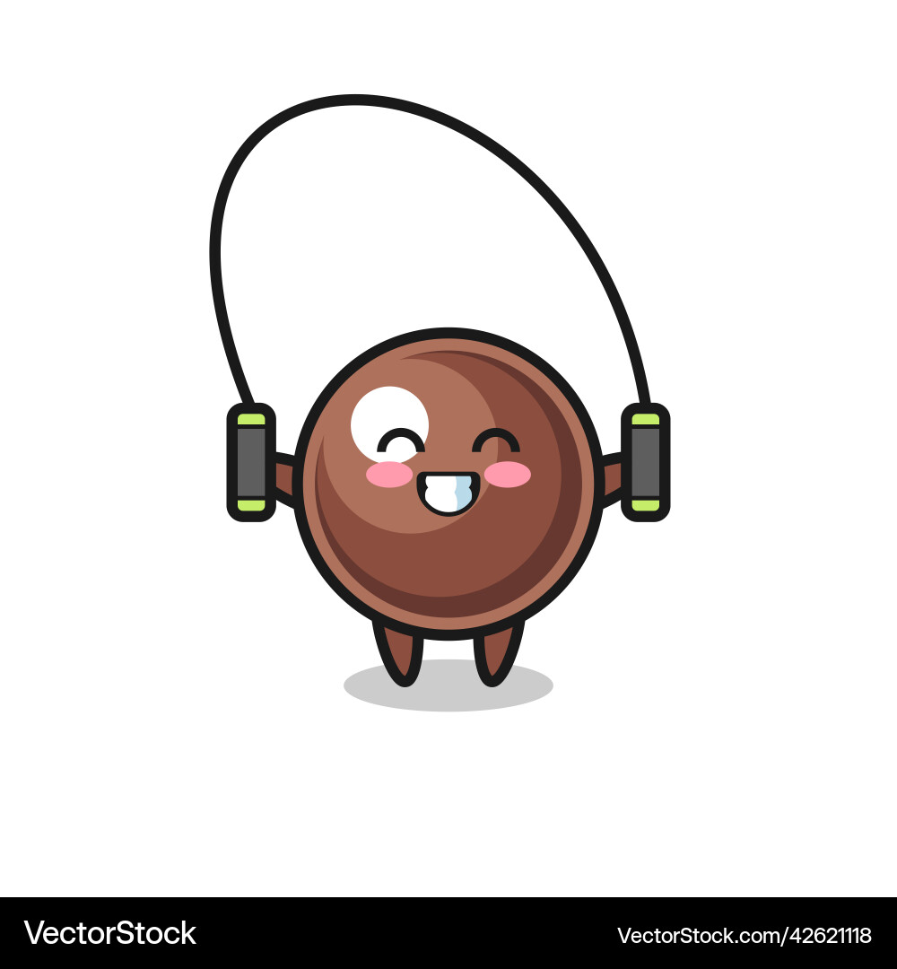 Tapioca pearl character cartoon with skipping rope