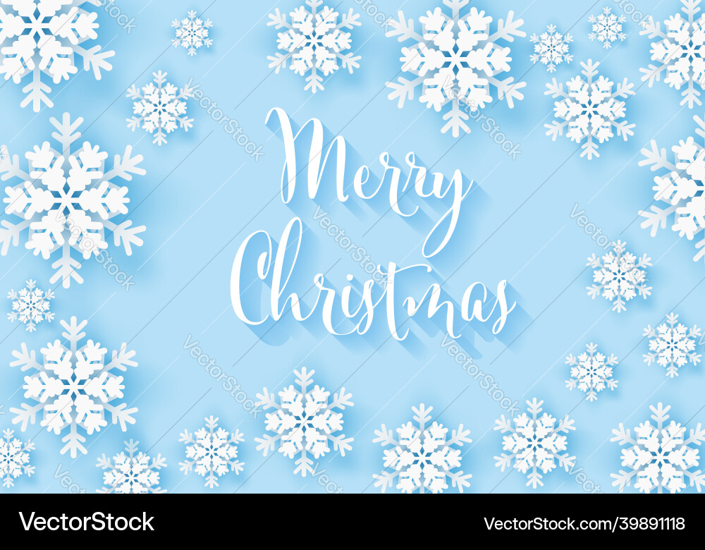 Winter snowflake greeting banner with blue Vector Image