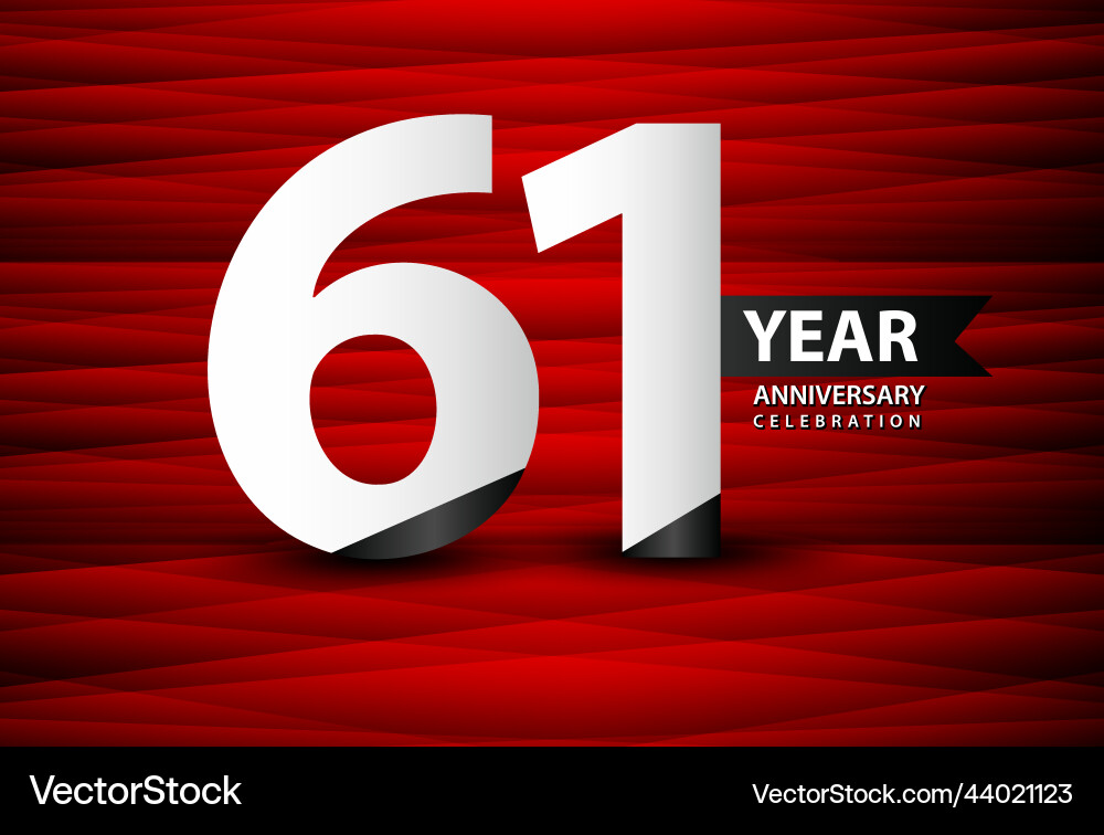 61 year anniversary celebration logo Royalty Free Vector