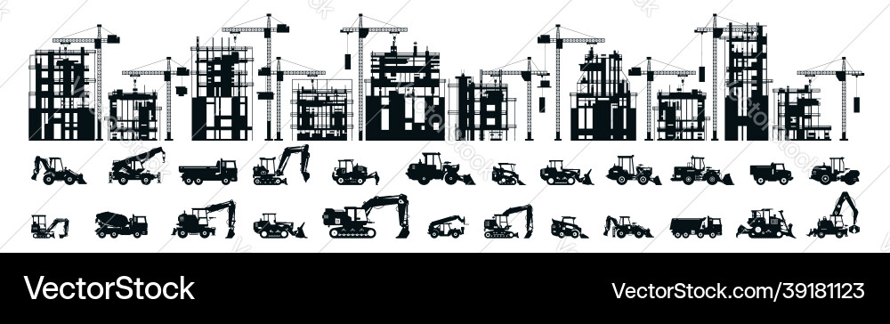 A large set of buildings under construction Vector Image