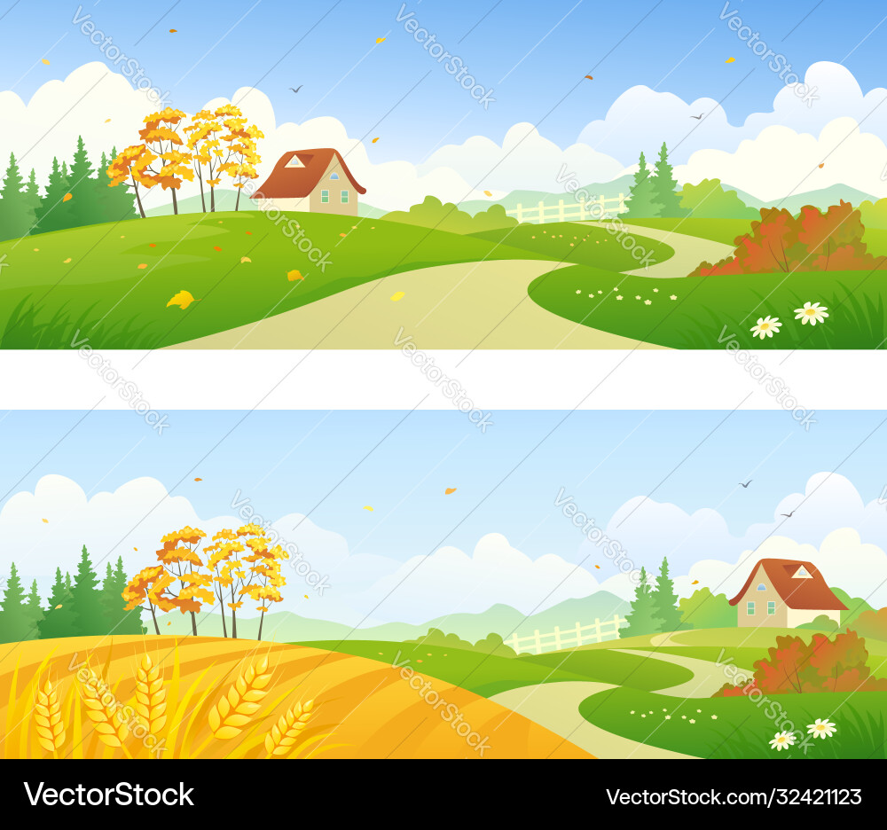 Autumn country banners Royalty Free Vector Image