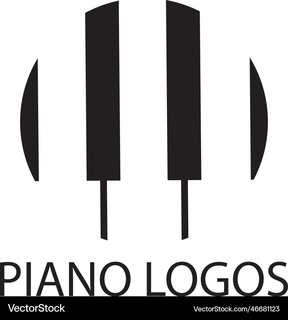 Black and white piano logo Royalty Free Vector Image