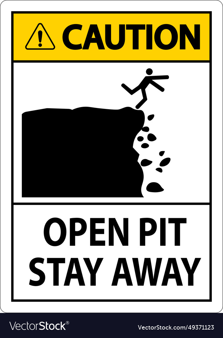 Caution sign open pit stay away Royalty Free Vector Image Caution sign open pit stay away Royalty Free Vector Image