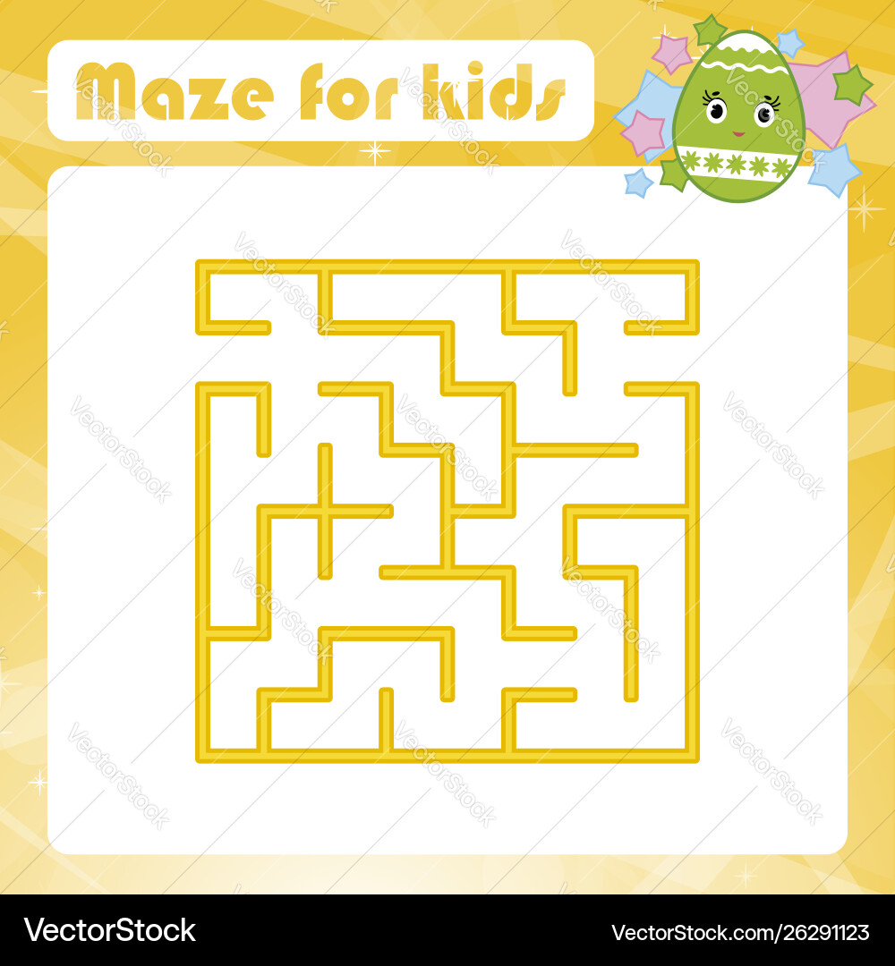 Color square labyrinth kids worksheets activity Vector Image