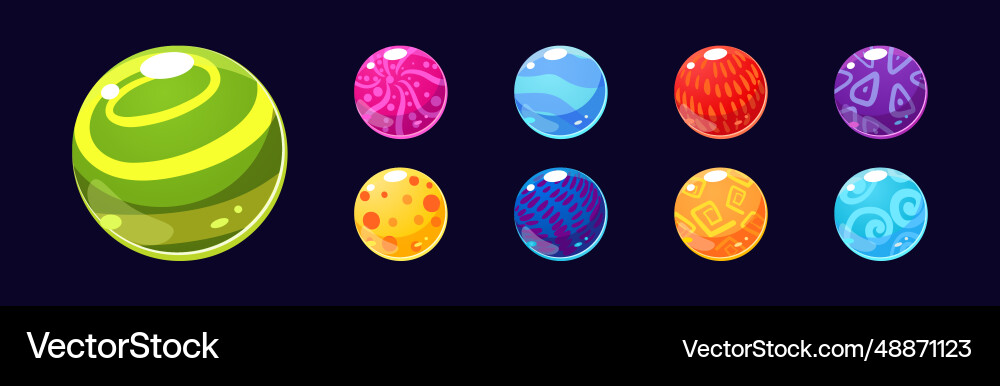 Colorful bubbles and ball as glossy round element Vector Image