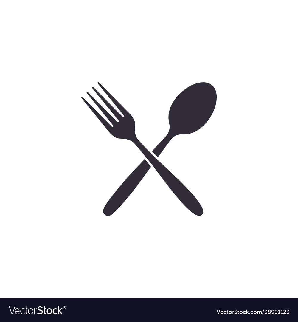 Crossed fork and spoon icon isolated flat design Vector Image