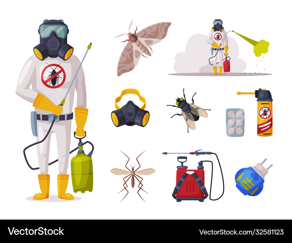 Home pest service exterminator wearing protection Vector Image