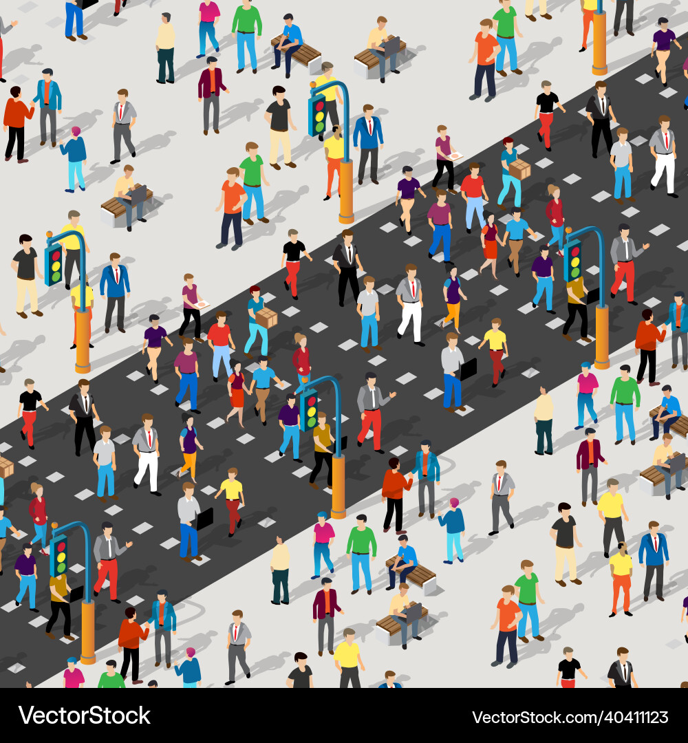 Isometric street crossroads 3d Royalty Free Vector Image