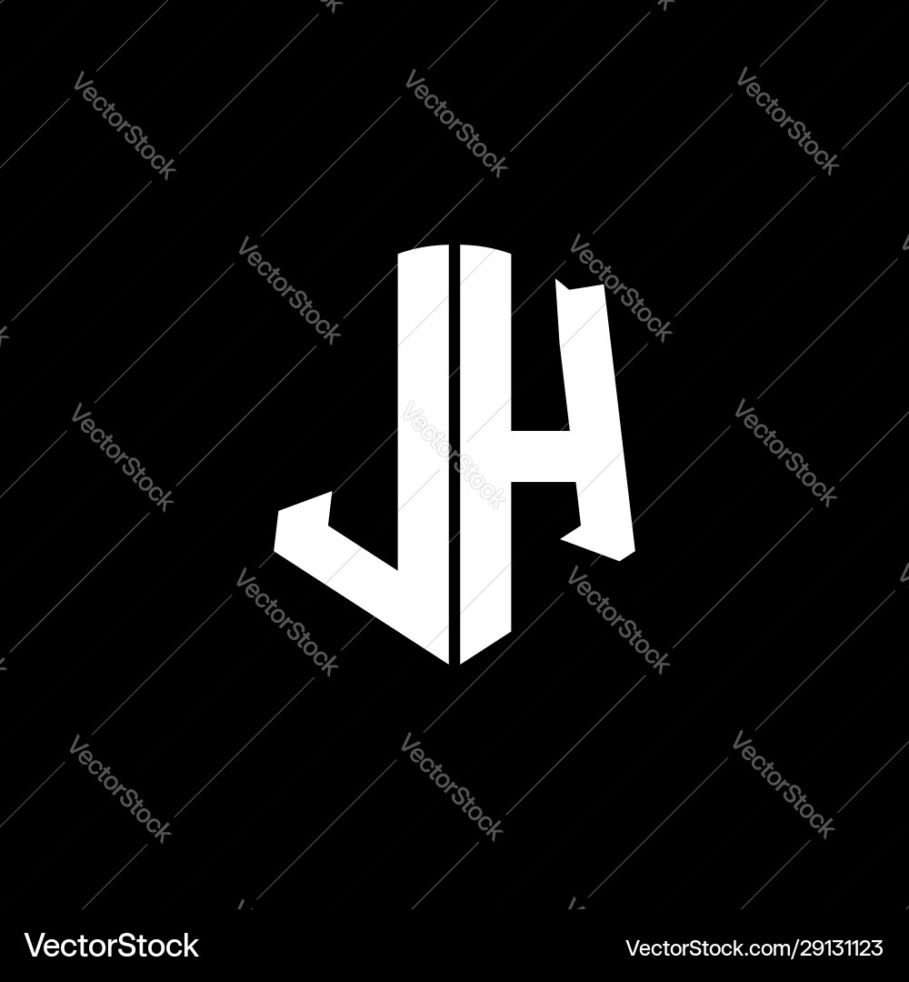 Jh monogram letter logo ribbon with shield style Vector Image