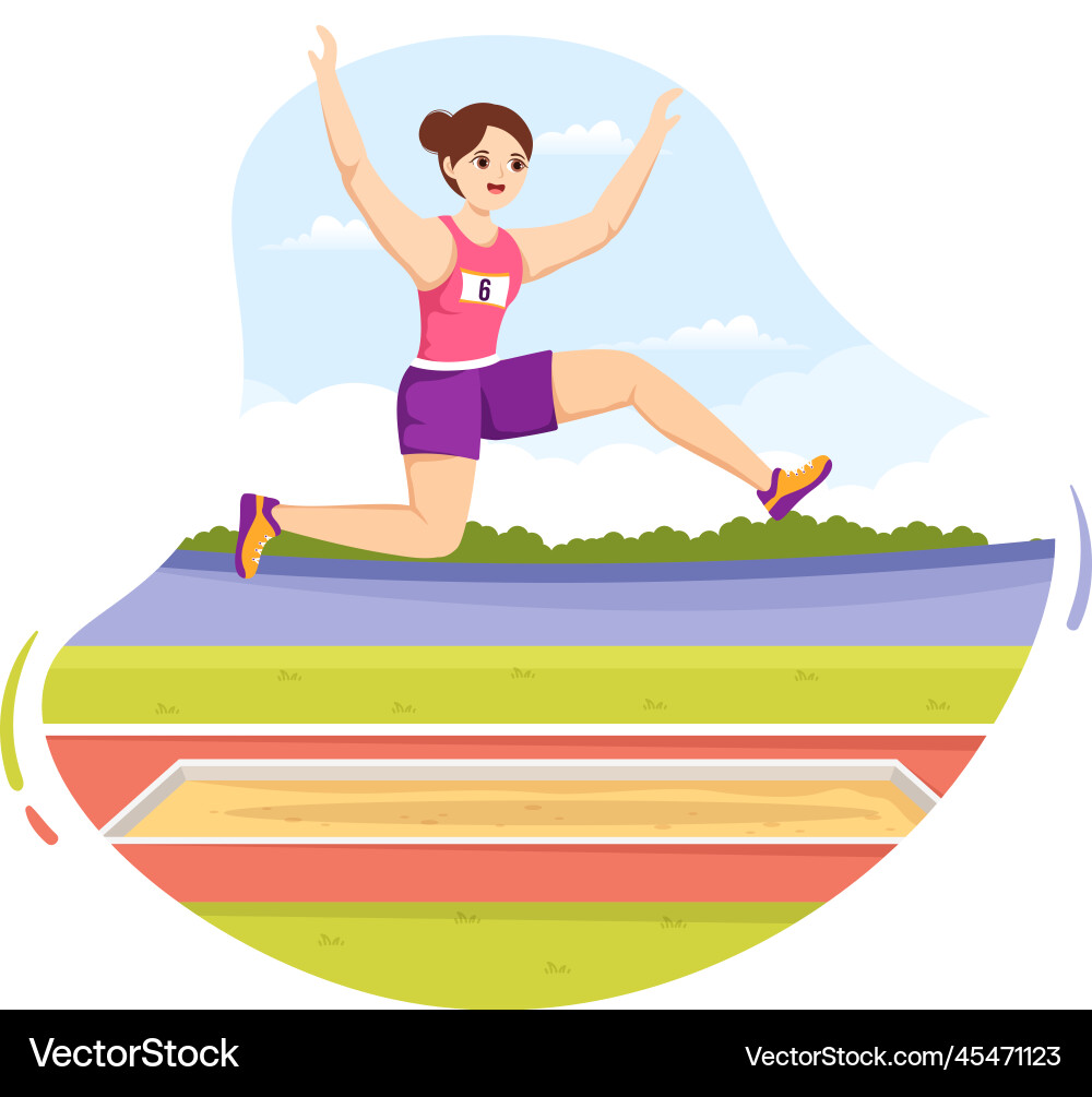 Long jump with athlete doing jumps in sand pit Vector Image