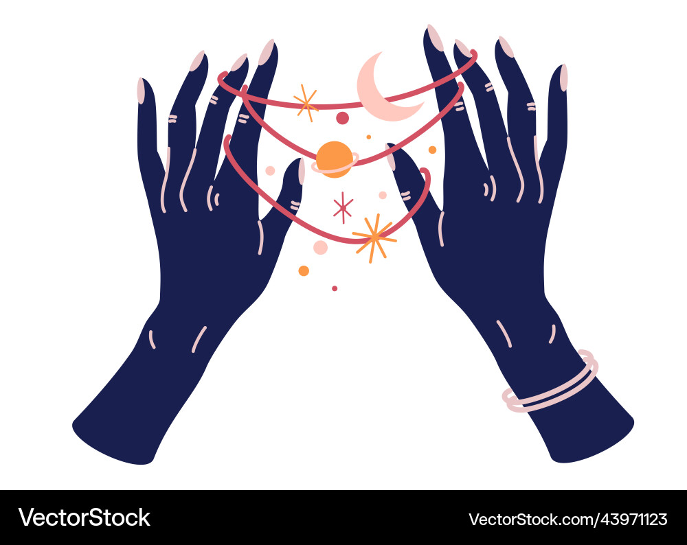 Magic celestial talisman with woman hand alchemy Vector Image