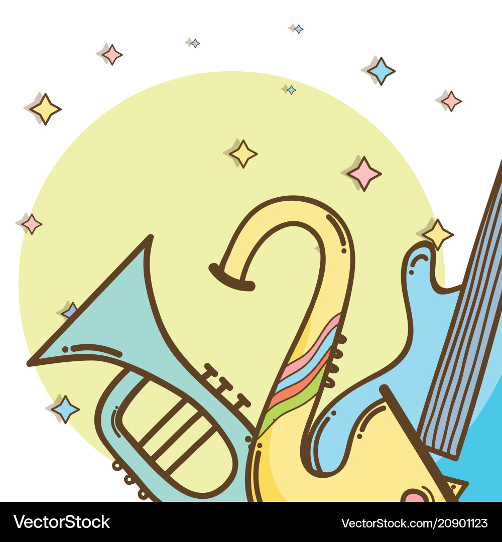 Music instrument cartoons Royalty Free Vector Image