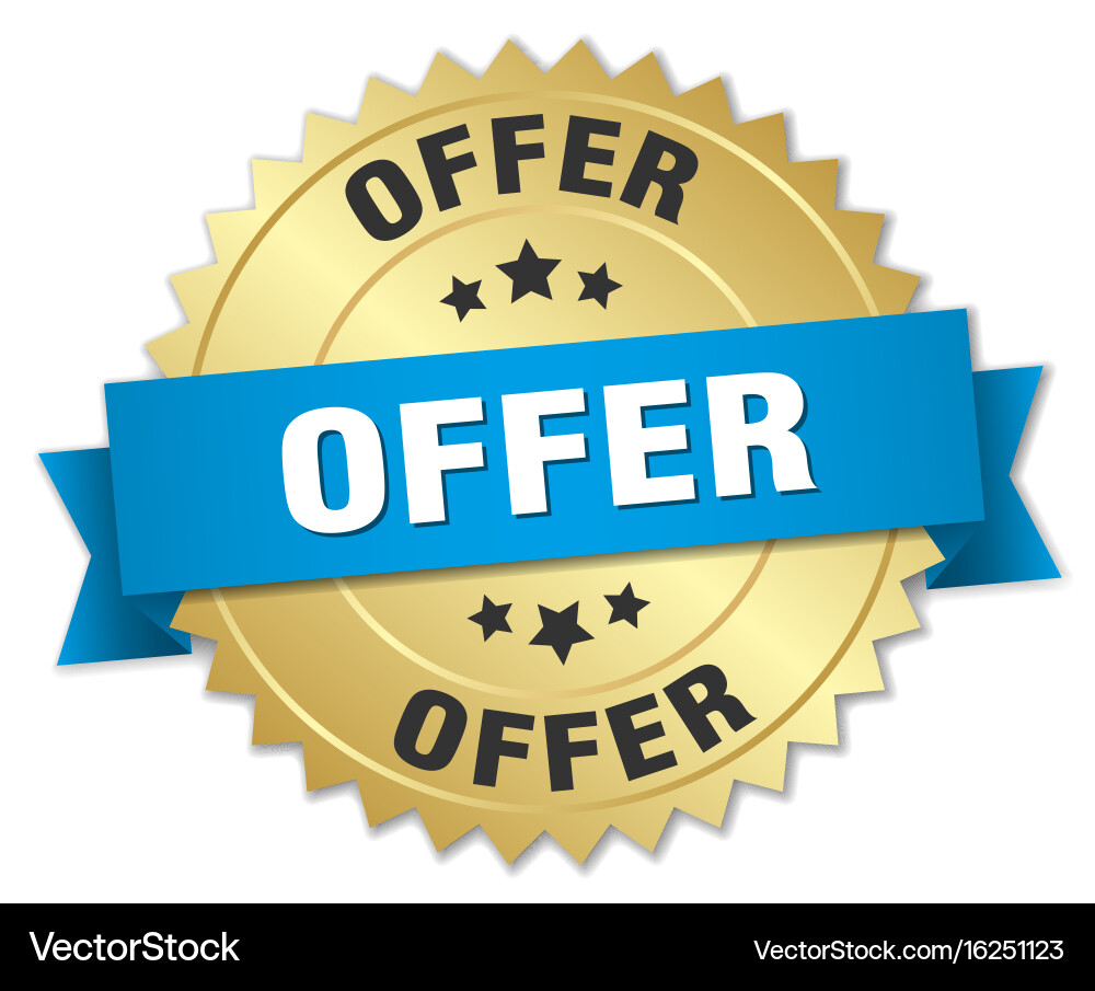 Offer round isolated gold badge Royalty Free Vector Image
