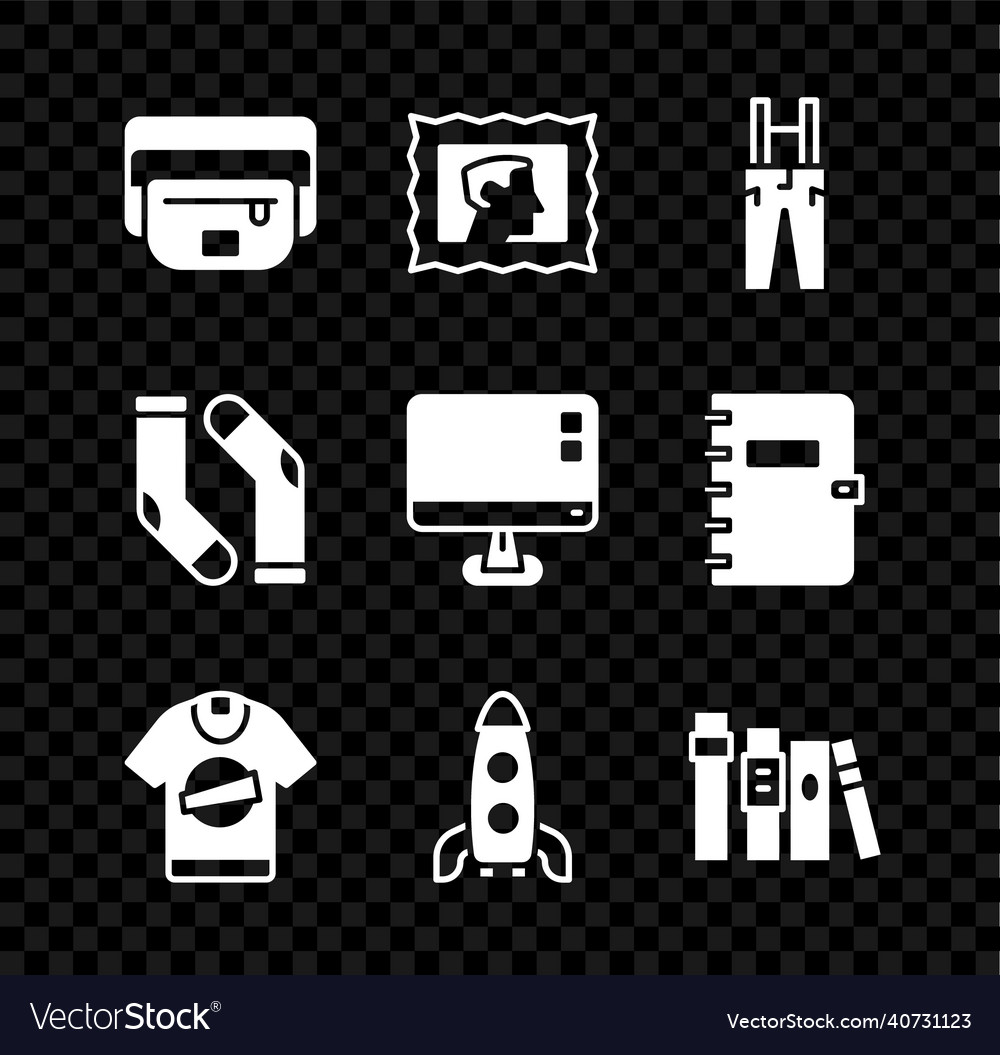 Set waist bag of banana postal stamp pants Vector Image Set waist bag of banana postal stamp pants Vector Image