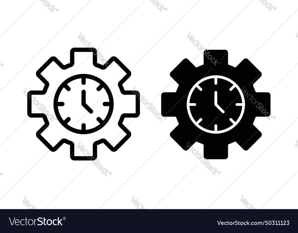 Time management icon set clock work project Vector Image