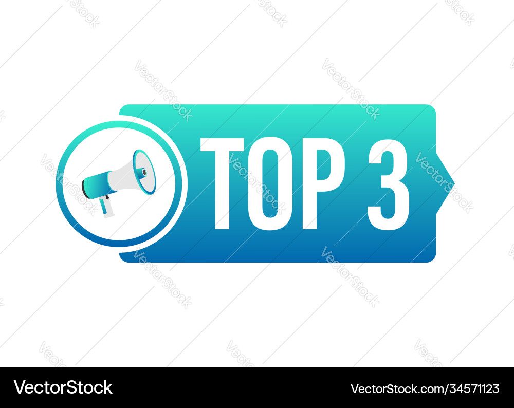 Top3 - top three colorful label on white Vector Image