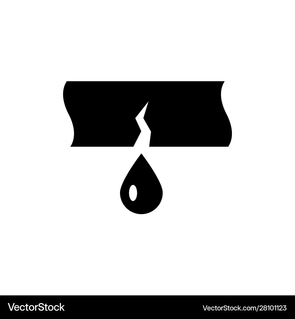 Water leak in supply network glyph icon Royalty Free Vector