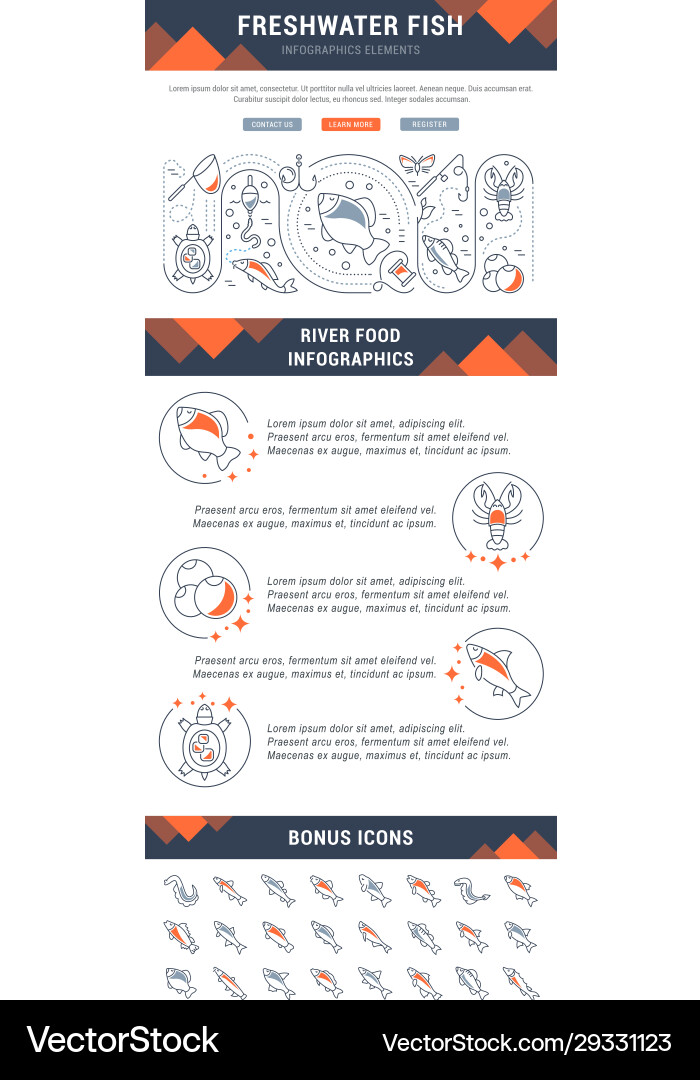 Website banner and landing page freshwater fish Vector Image