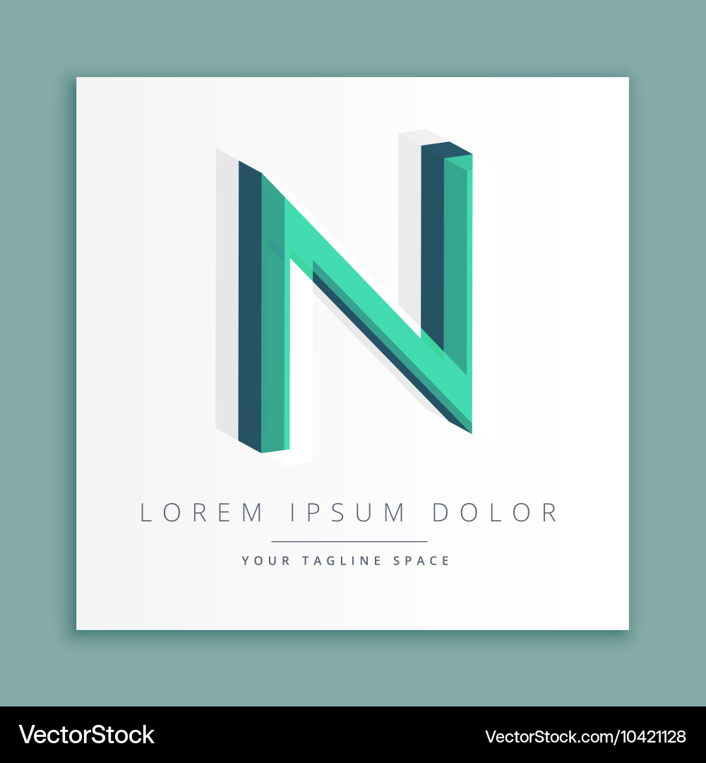 3d abstract style logo with letter n Royalty Free Vector