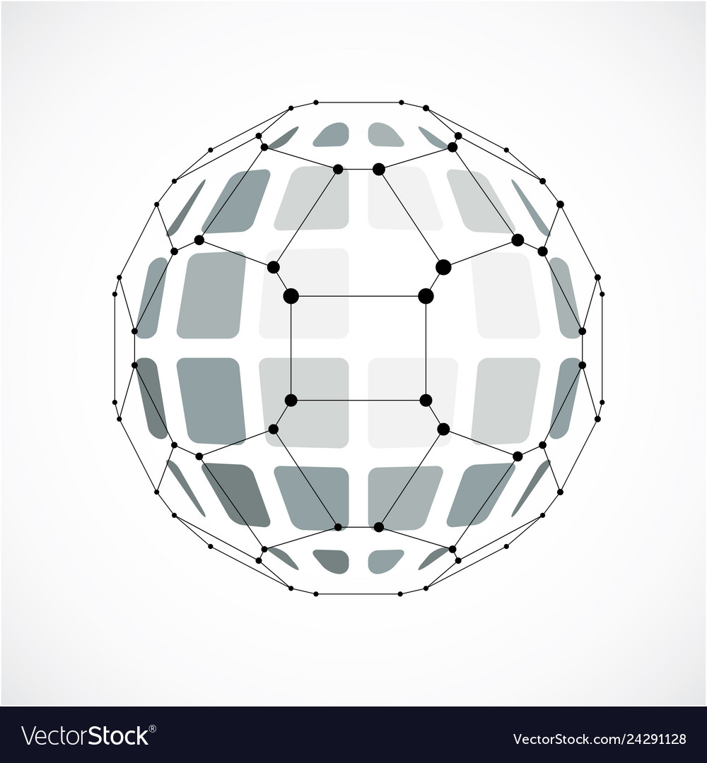 3d digital wireframe spherical object made using Vector Image