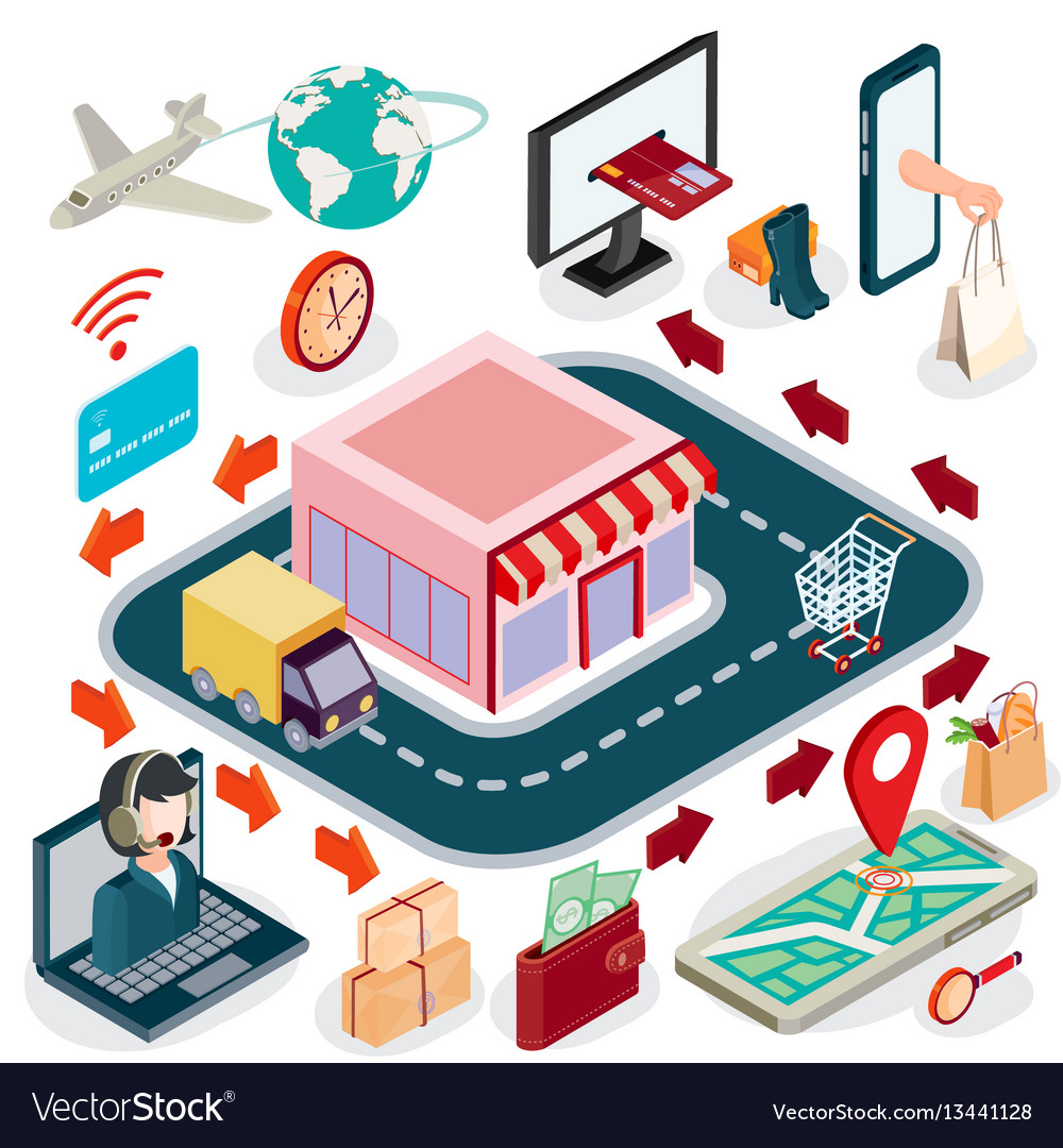 3d Isometric Concept E Royalty Free Vector Image