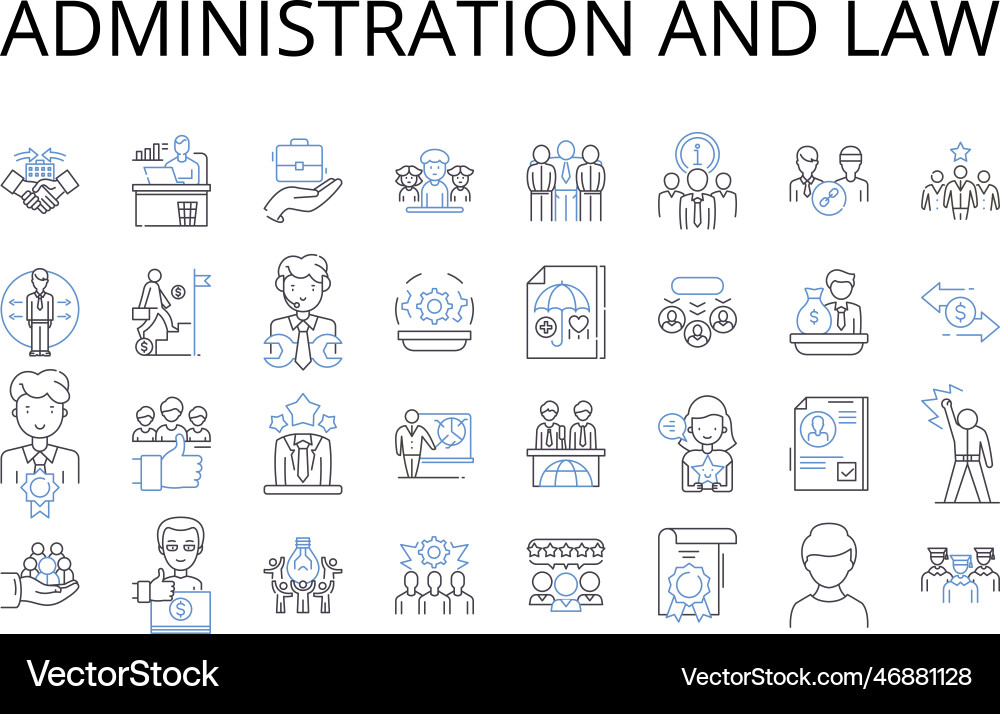 Administration and law line icons collection Vector Image
