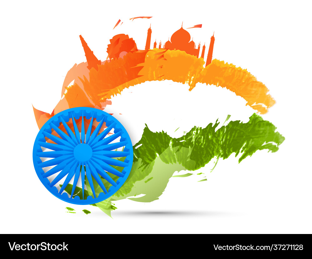 Ashoka wheel with national monuments for republic Vector Image