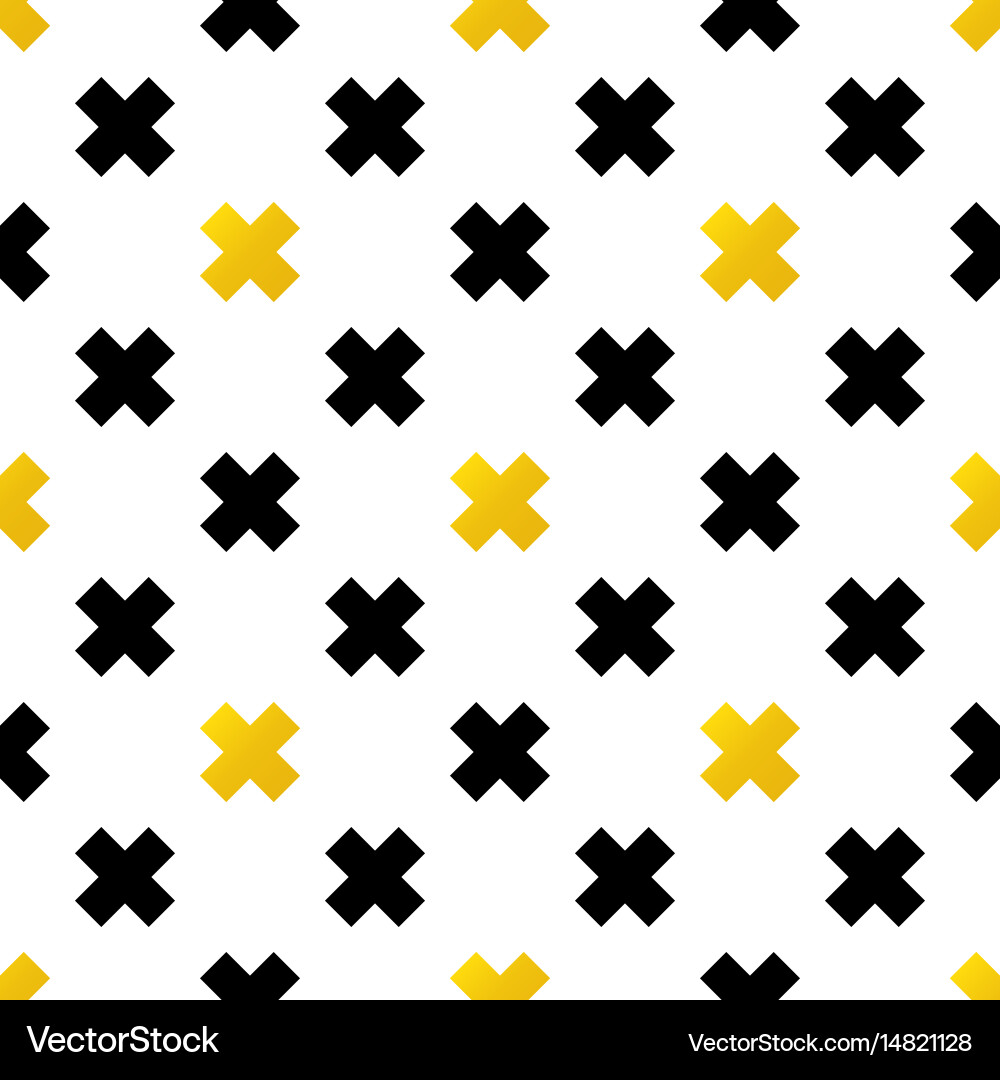 Black and gold crosses geometric seamless pattern Vector Image