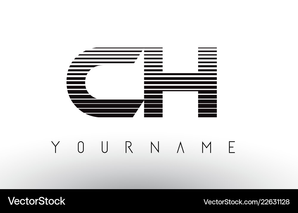 Ch c h black and white horizontal stripes letter Vector Image