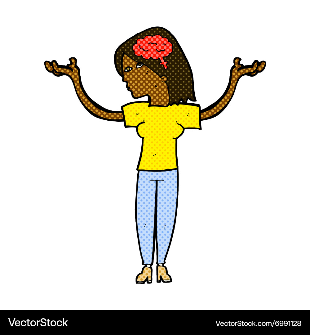 Comic cartoon intelligent woman Royalty Free Vector Image