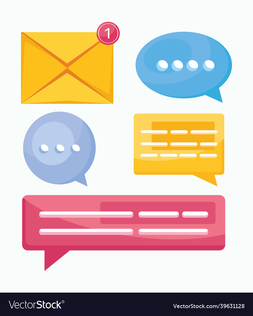 Five messaging communication icons Royalty Free Vector Image