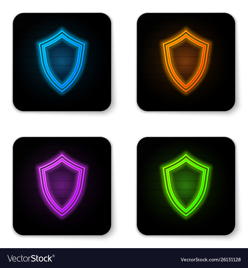 Glowing neon shield icon isolated on white Vector Image