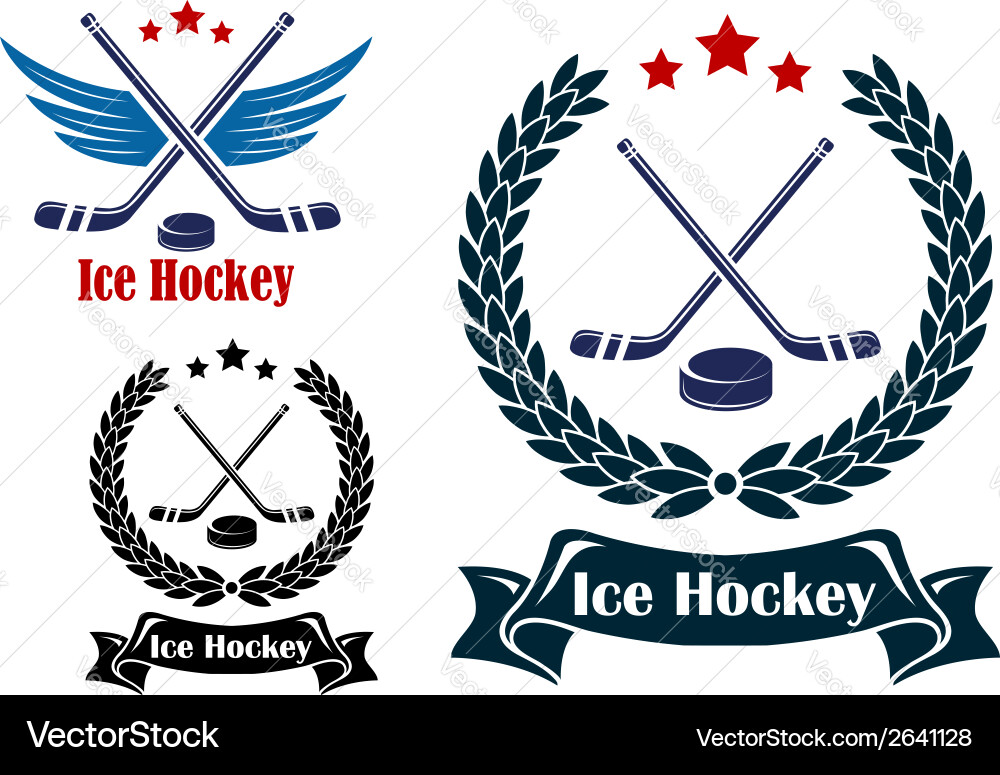 Ice hockey sports emblems Royalty Free Vector Image