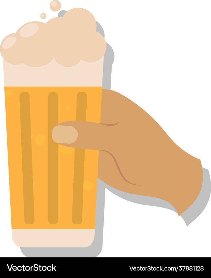 Isolated hand with a beer glass foam Royalty Free Vector