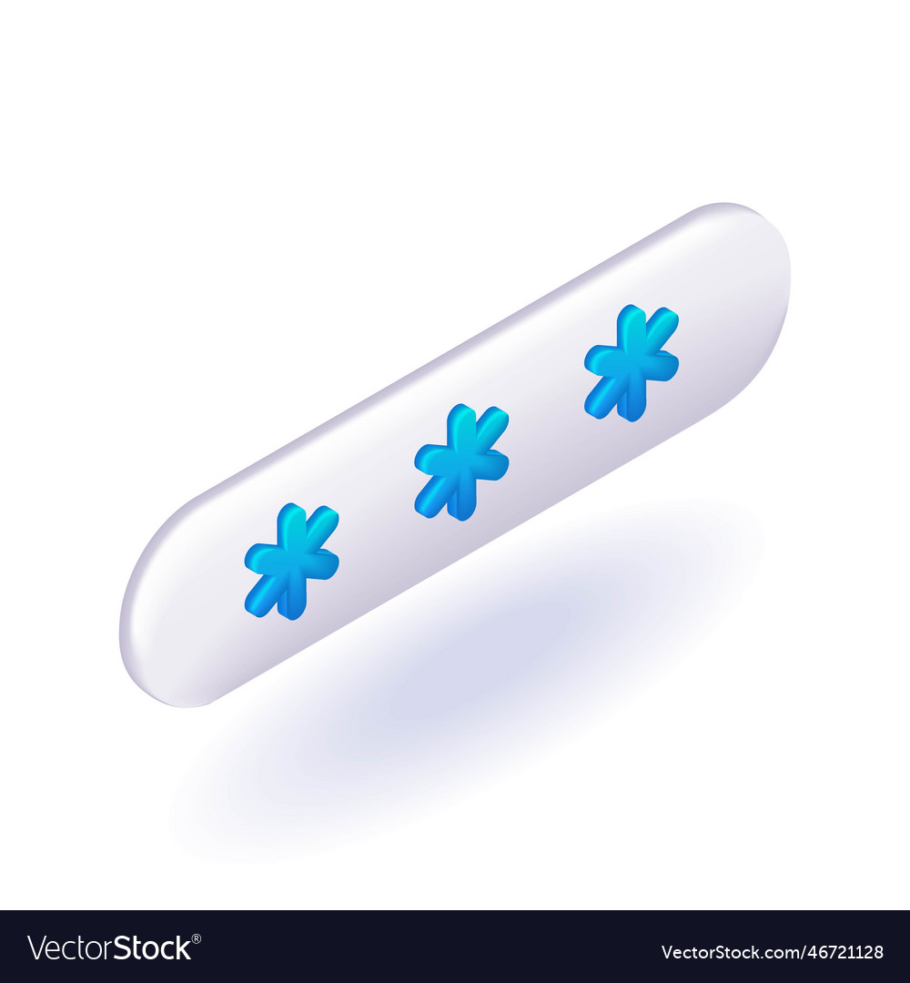 Isometric 3d Icon Asterisks Are A Hidden Password Vector Image