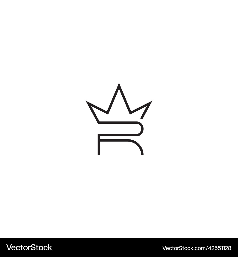 Letter r logo line king crown design template Vector Image