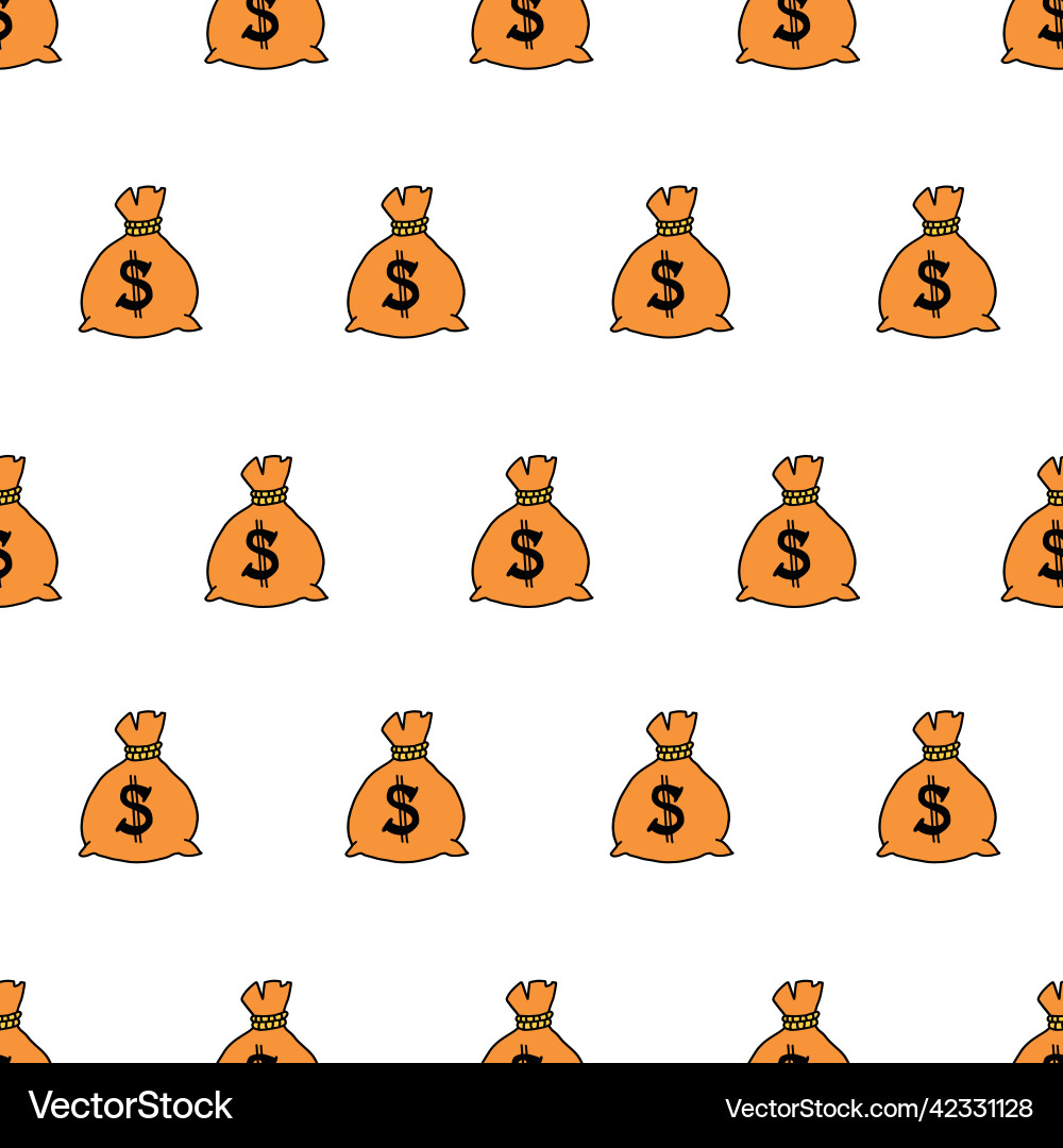 Money bag seamless pattern bags with us Royalty Free Vector