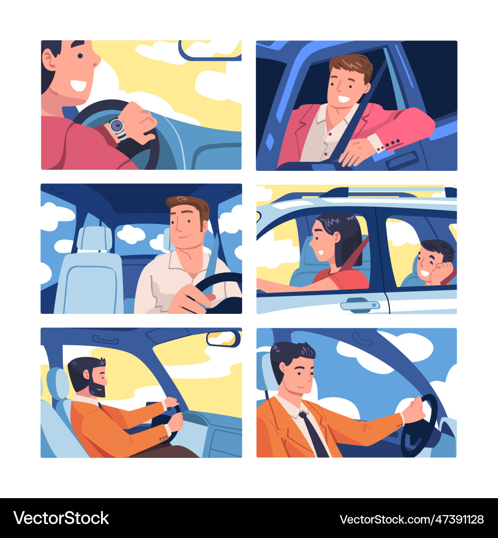 People character driving car sitting on driver Vector Image