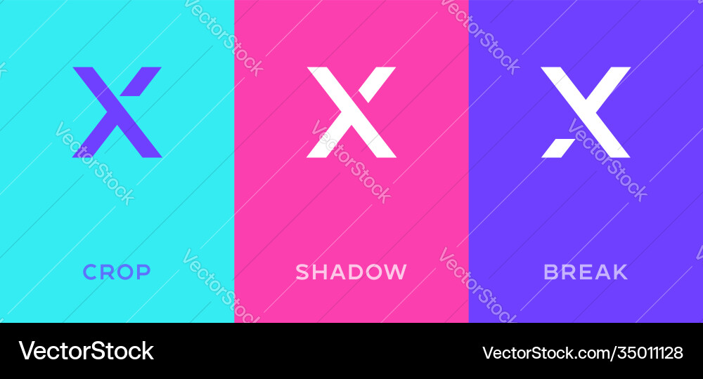 Set letter x minimal logo icon design template Vector Image