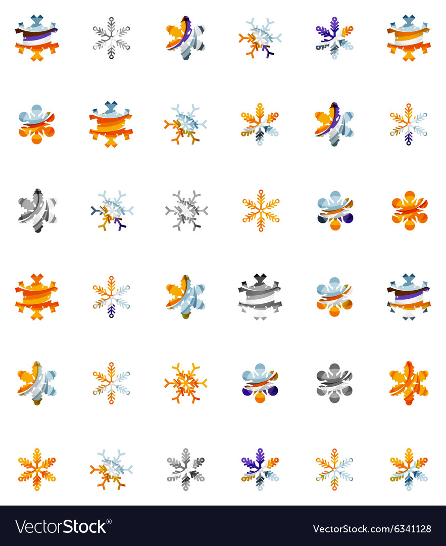Set of abstract colorful snowflake logo icons Vector Image