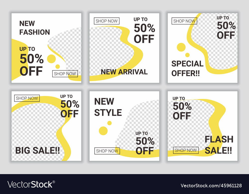 Set of editable minimal abstract square banner Vector Image