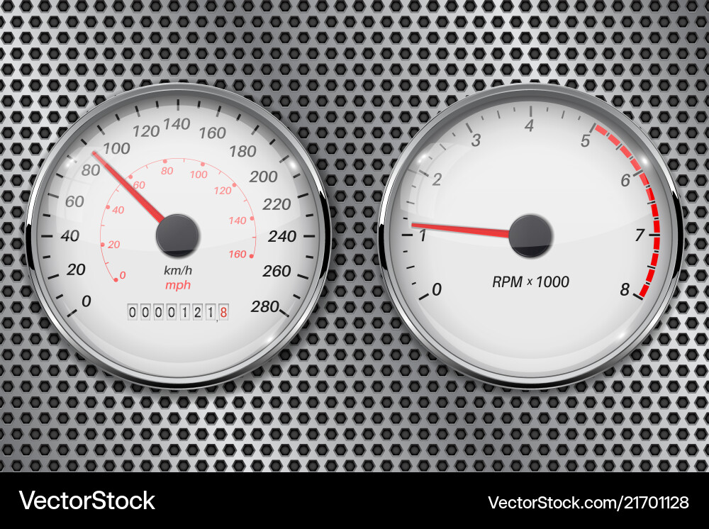Speedometer and tachometer on metal perforated Vector Image