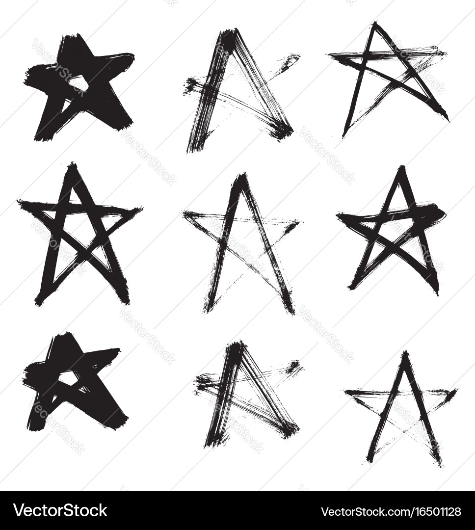 Stars hand drawn set isolated on white background Vector Image