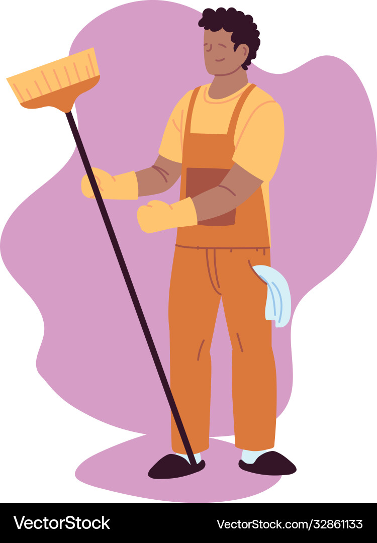 Cleaning service man with gloves and Royalty Free Vector