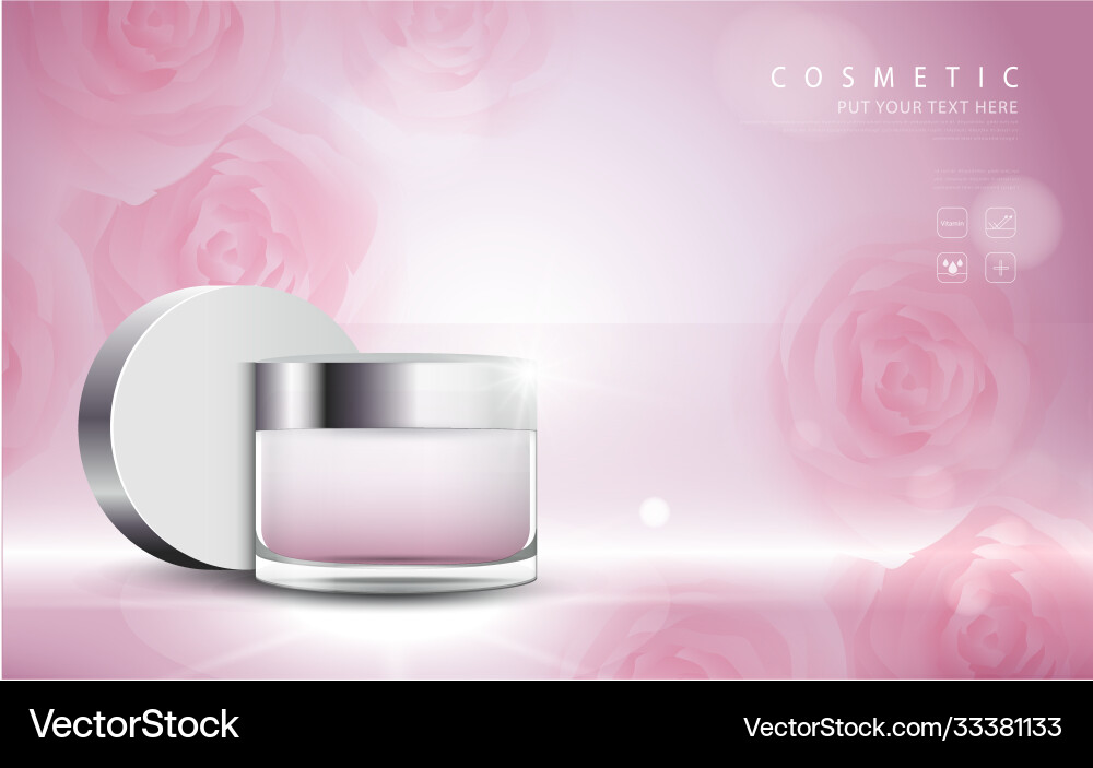 Cosmetic product poster bottle package design Vector Image
