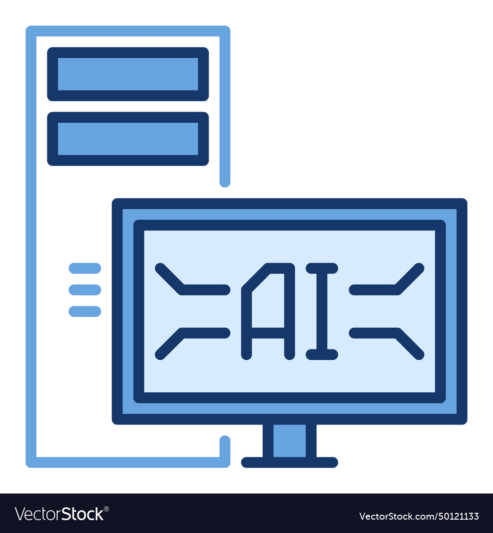 Desktop computer with artificial intelligence Vector Image